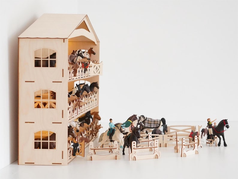 Stables SET 36 Stalls-horse Stable-wooden Barn-toy-pferdestall Holz ...