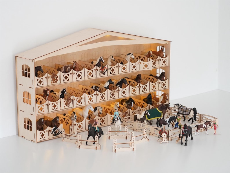 Stables SET 36 Stalls-horse Stable-wooden Barn-toy-pferdestall Holz ...
