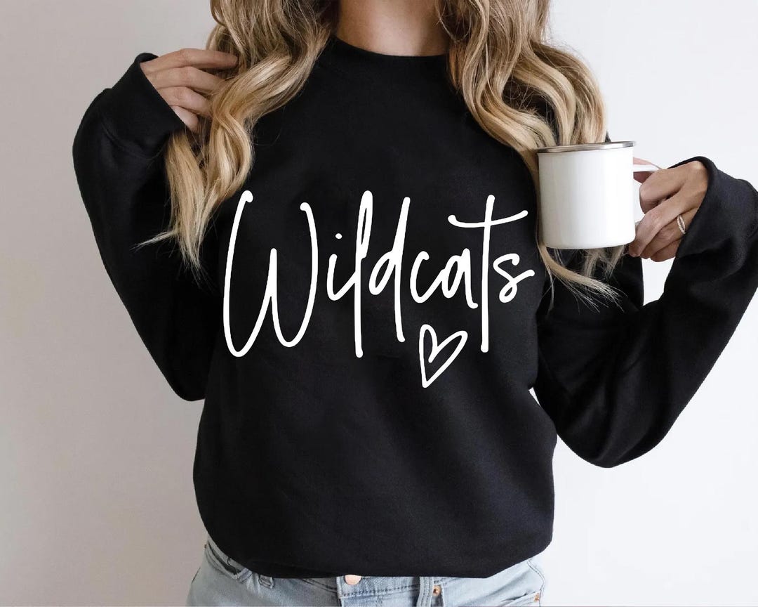 Wildcats Script Heart Sweatshirt, School Spirit Crewneck - Etsy