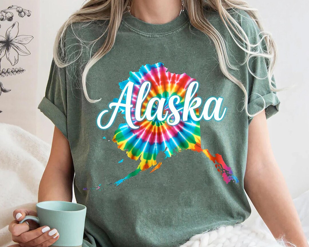 Alaska Tie Dye Shirt: Retro Hippie State Map Souvenir Tee - Etsy