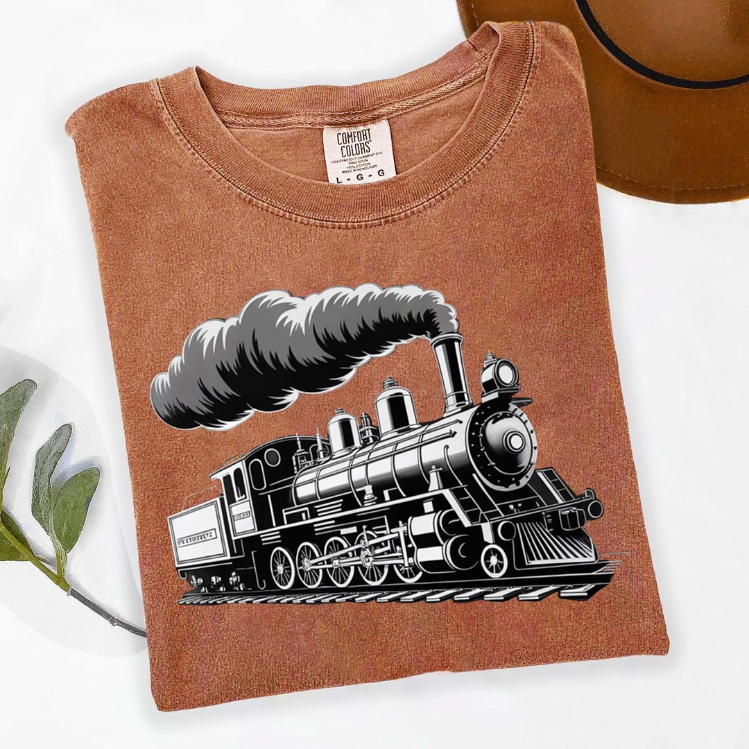 Steam Train T-shirt – Vintage Locomotive Graphic Tee – Railroad Lover ...