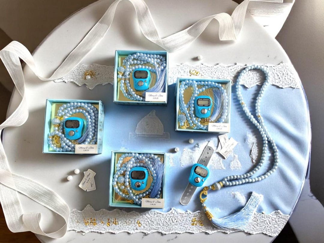 Blue Tasbih & Digital Counter Set – Muslim Gift for Guests - Etsy