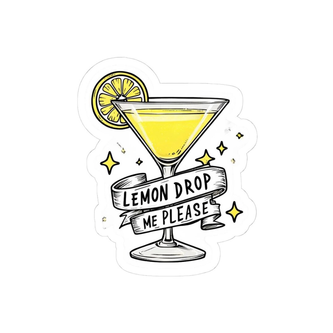 Lemon Drop Cocktail Sticker, Fun Laptop Decal, Party Decorations, Cute ...