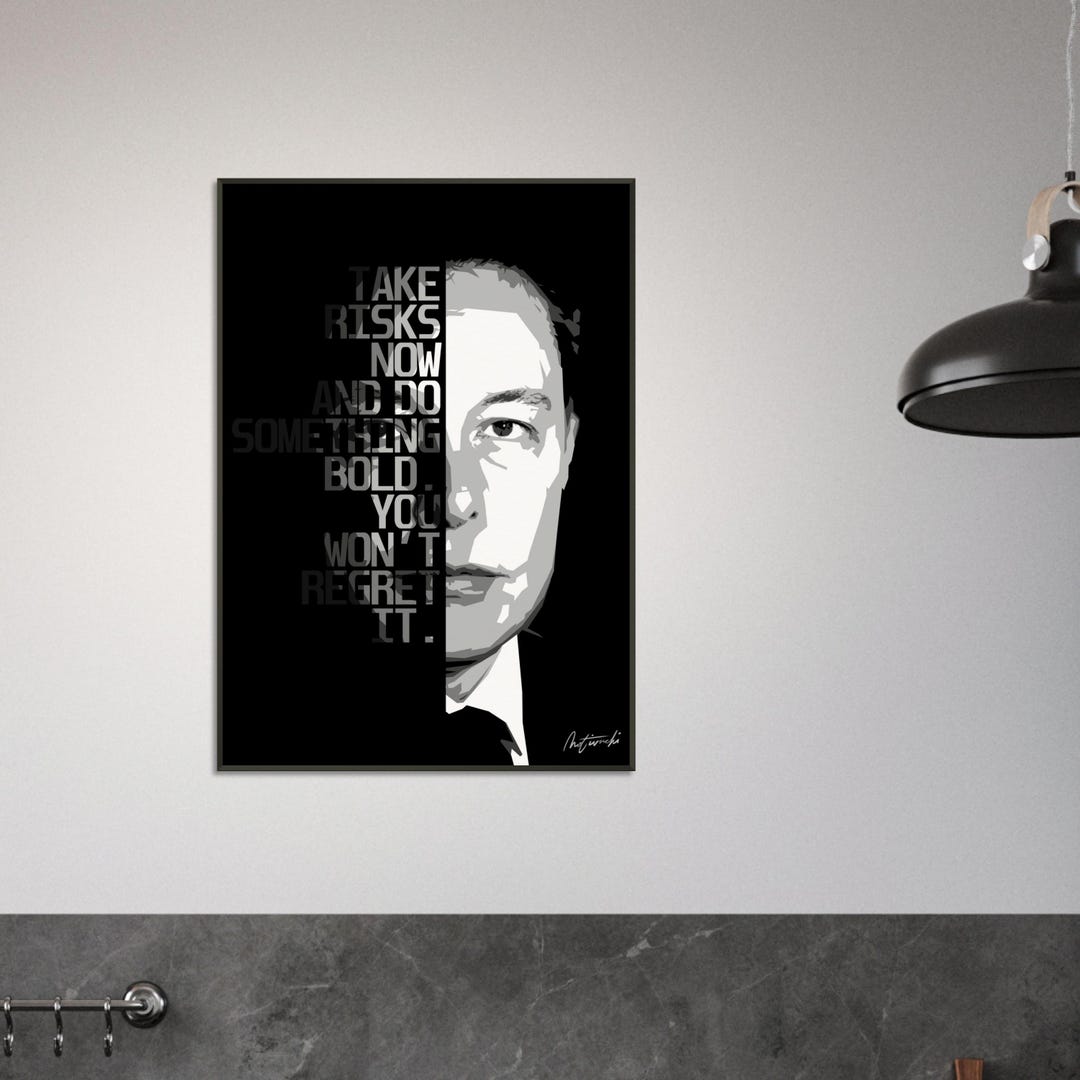 Elon Musk Framed Artwork - Tech Innovator Portrait, Inspirational ...