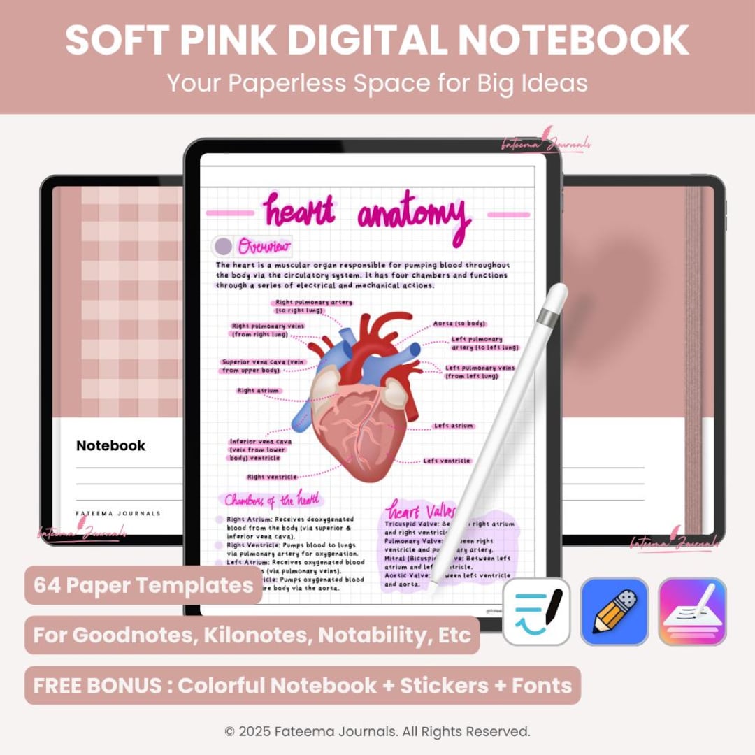 Soft Pink Digital Notebook | Paper Templates | Digital Notebook for ...