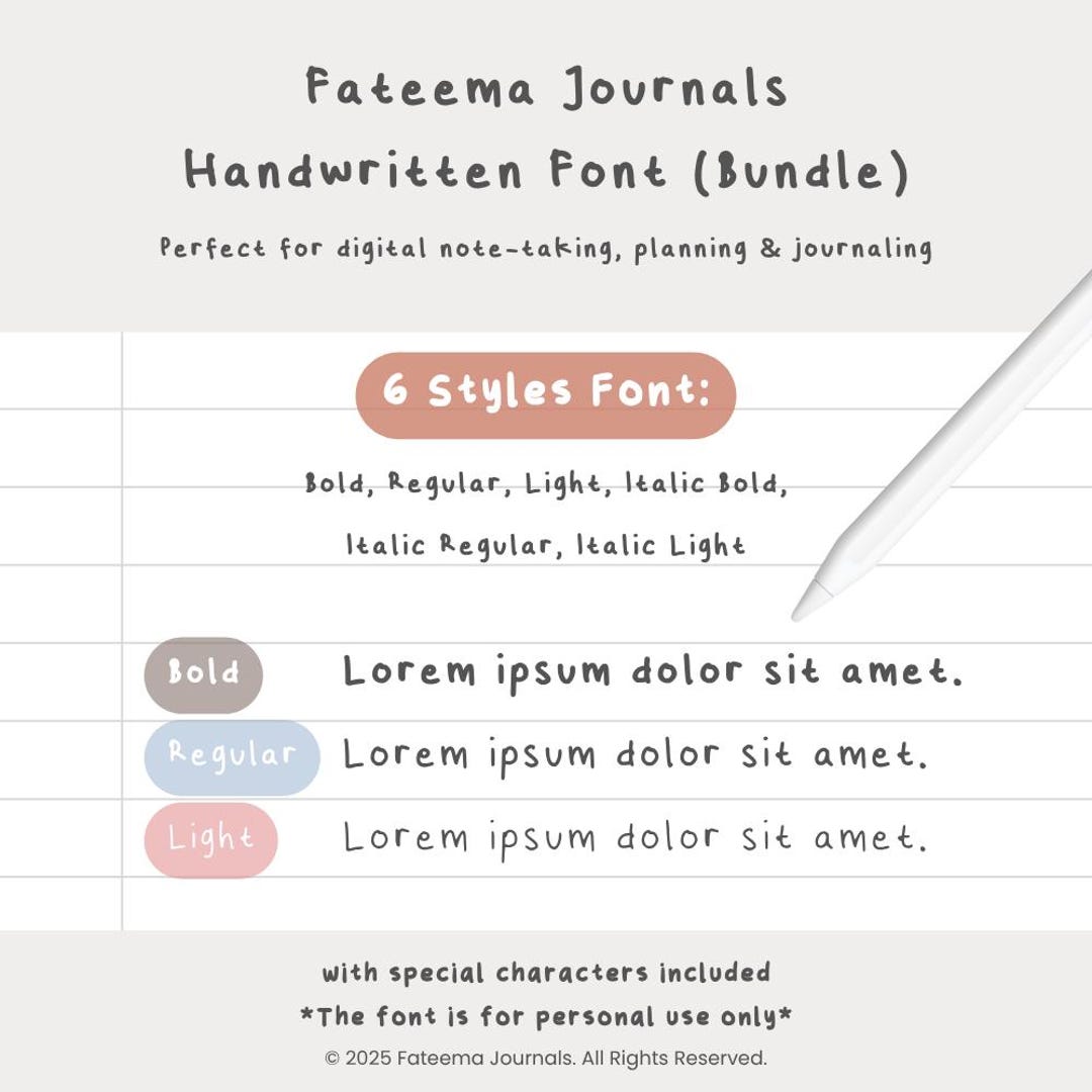 Cute Handwritten Font Bundle by Fateema Journals | Perfect Font for ...