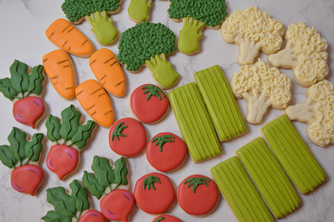 Vege Tray Cookies | Mini Royal Icing Vegetable Sugar Cookies | Custom ...
