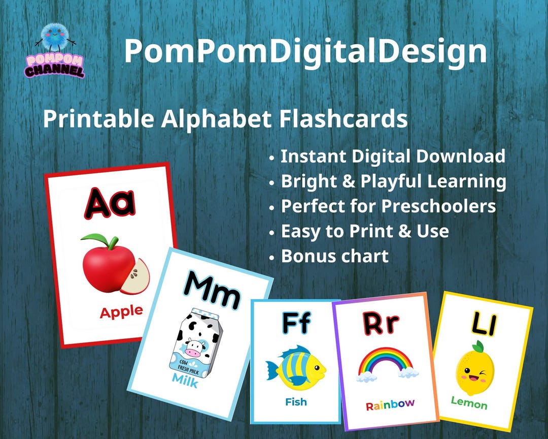 A-Z Learning Card . Printable A-Z Alphabet Flashcards for Preschool ...