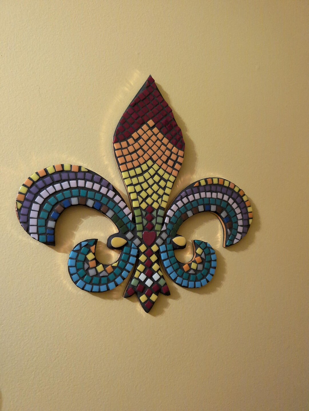 Large 12 in Fleur Delis Wall Hanging, Handmade With Mosaic Tiles - Etsy