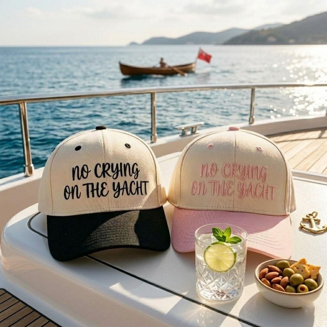 No Crying on the Yacht Embroidered Hat, Funny Boat Hats, Yacht Party ...