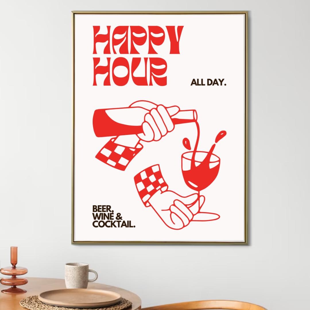 "happy Hour All Day" Poster - Digital File to Print, Bar, Kitchen ...