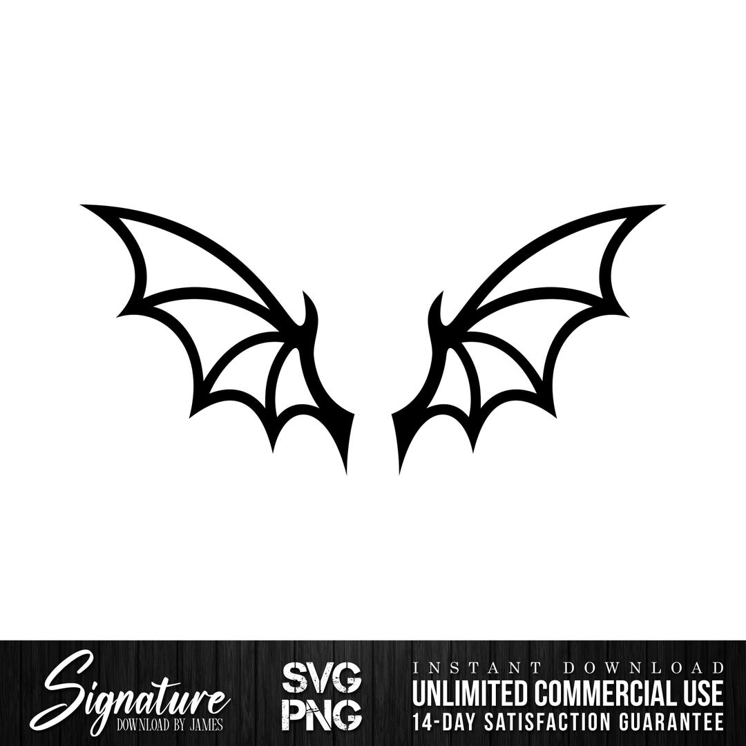 Bat Wing Silhouette, SVG PNG Set, Left & Right Wings + Paired Bat Wings ...