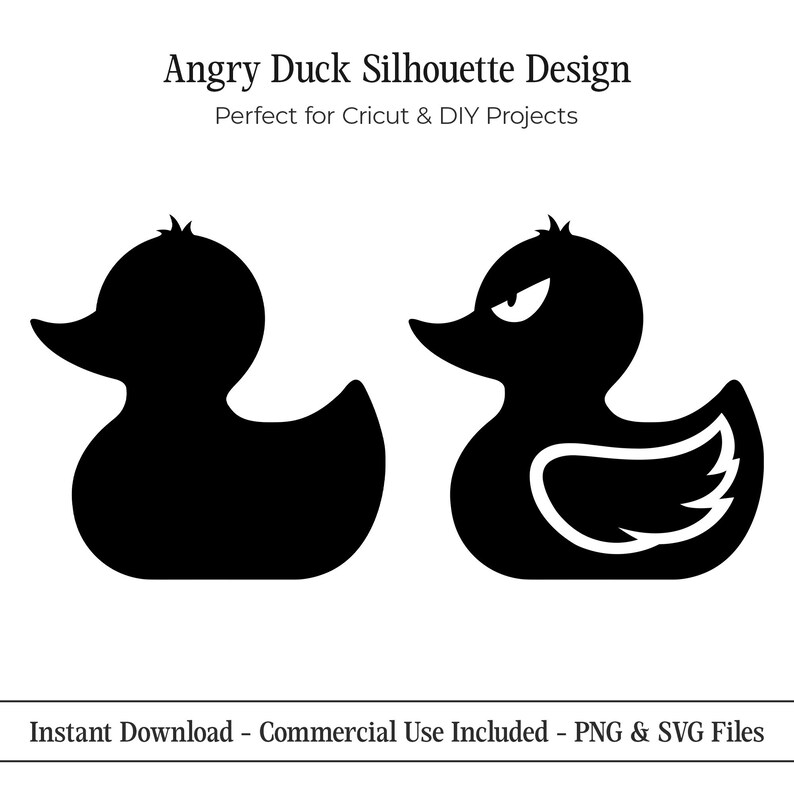Angry Duck Silhouette Digital Download, Clipart, Vector Art, Printable ...