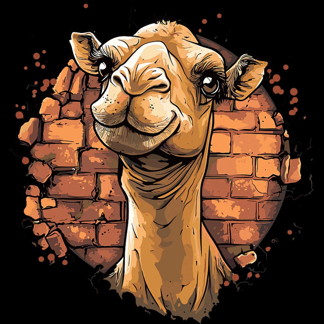 Cute Camel Face Wall Funny Brick Design Png, Funny Camel Face Wall ...