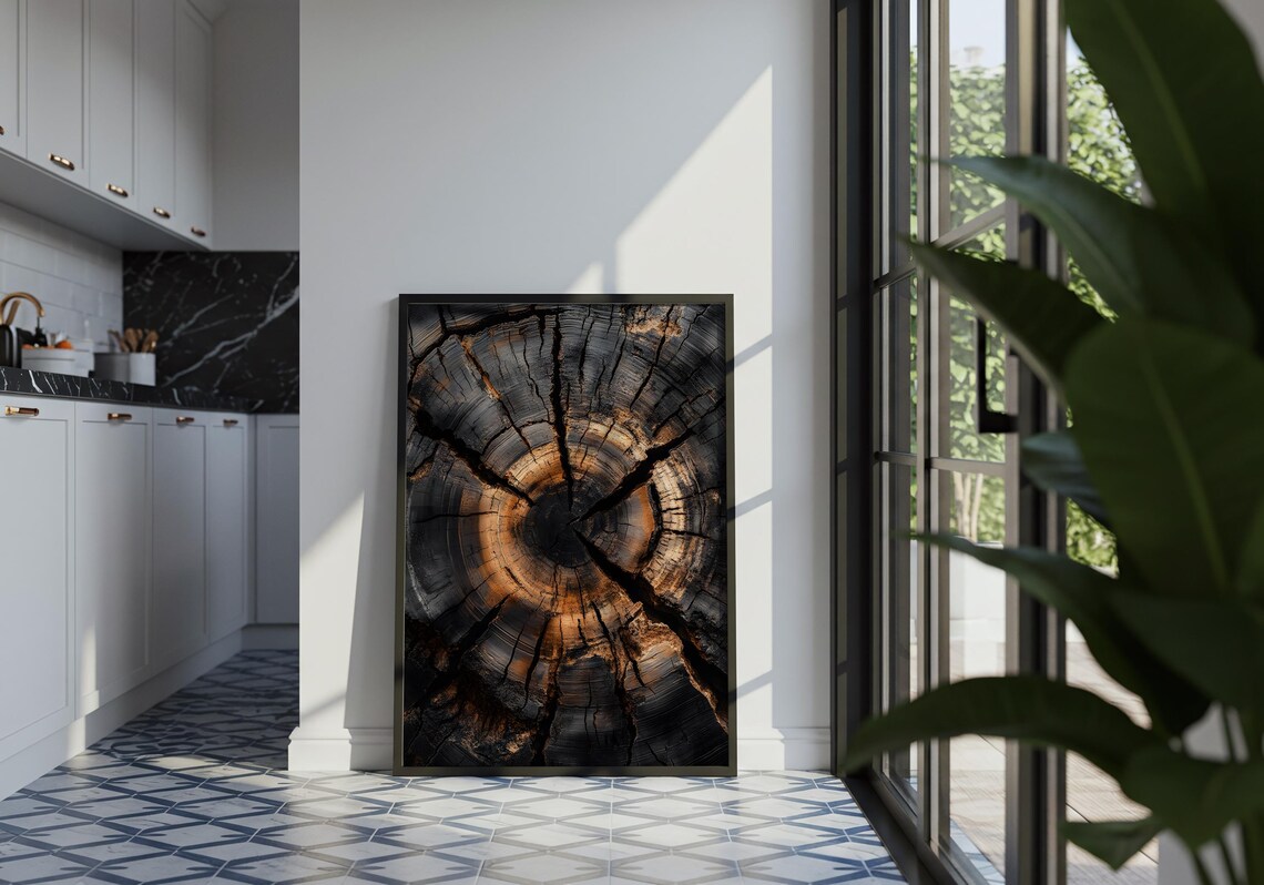 Tree Ring Framed Wall Art Print Abstract Colorful Tree Ring Decor for ...