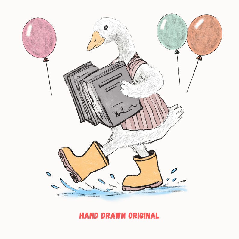 Whimsical Silly Goose Clipart Set, Watercolor Hand Drawn Farm Animal ...