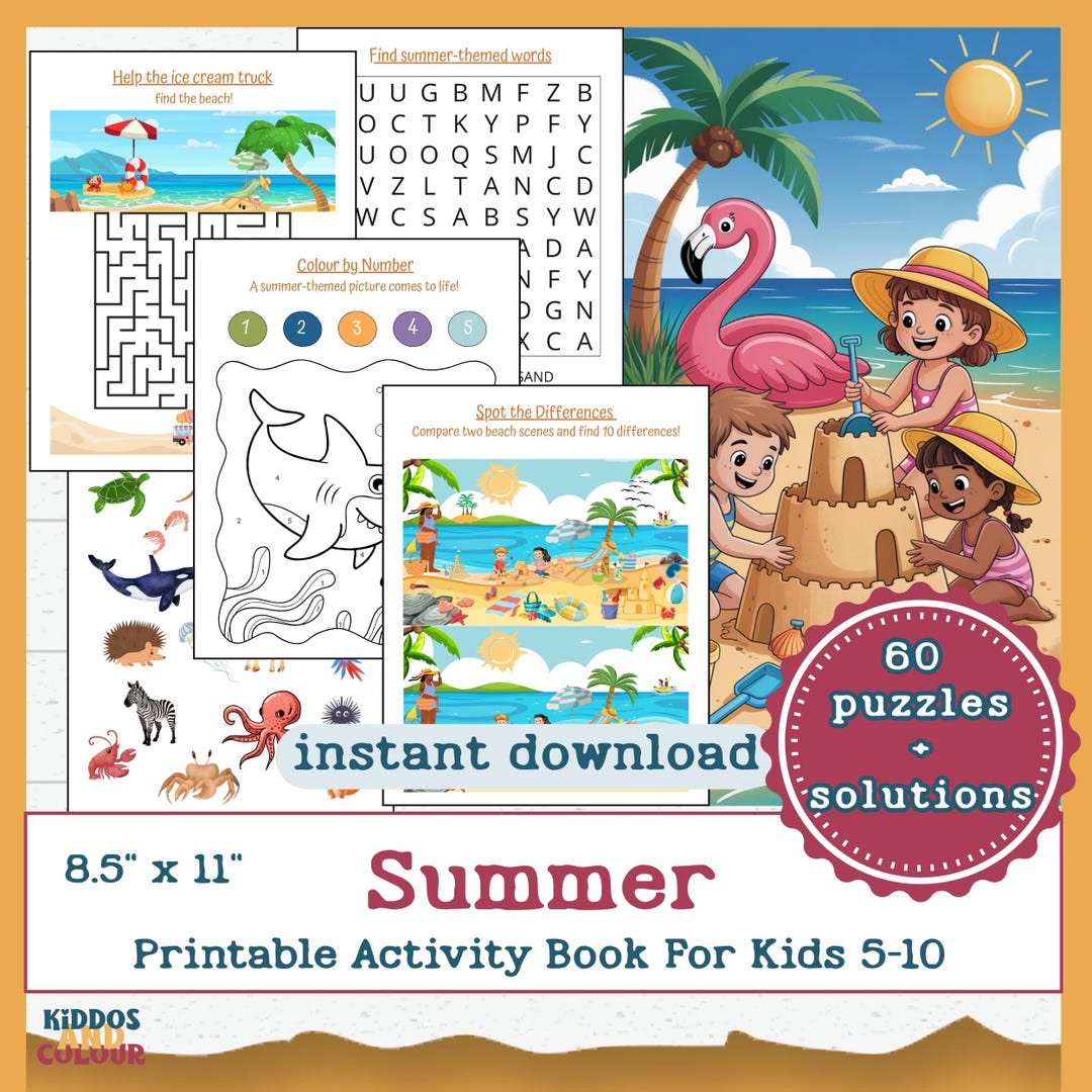 Summer Activity Book for Kids: 60 Printable Pages | Instant Download ...