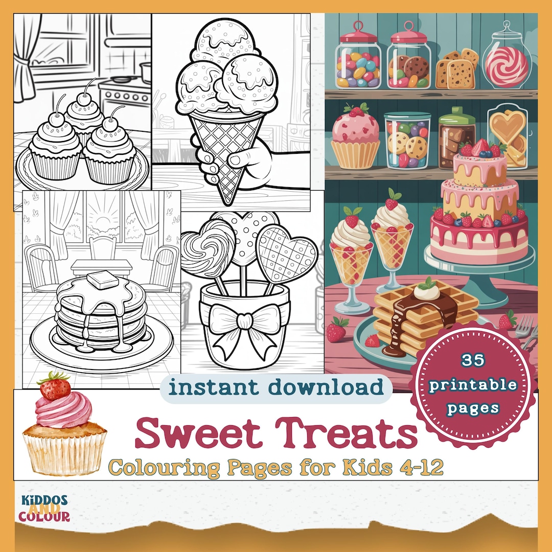 35 Sweet Treats Colouring Pages for Kids | Printable Dessert Colouring ...