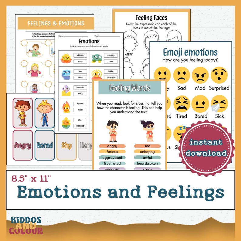 20+ Emotions Worksheets Printable Bundle: Big Feelings Activities ...
