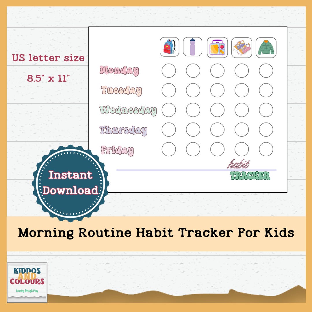 Morning Routine Habit Tracker for Kids – Daily Checklist for a Stress ...