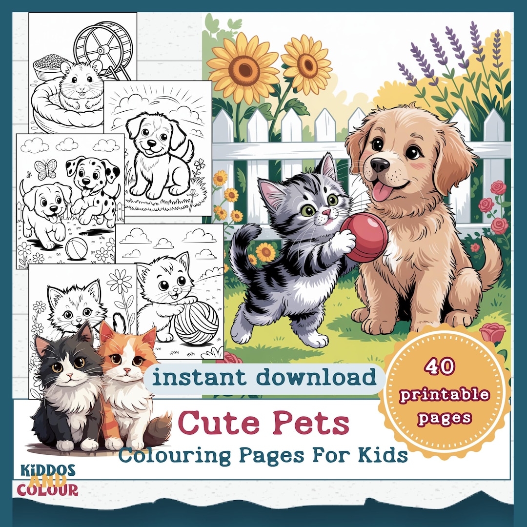 40 Cute Pets Colouring Pages for Kids – Printable Sheets With Cats ...