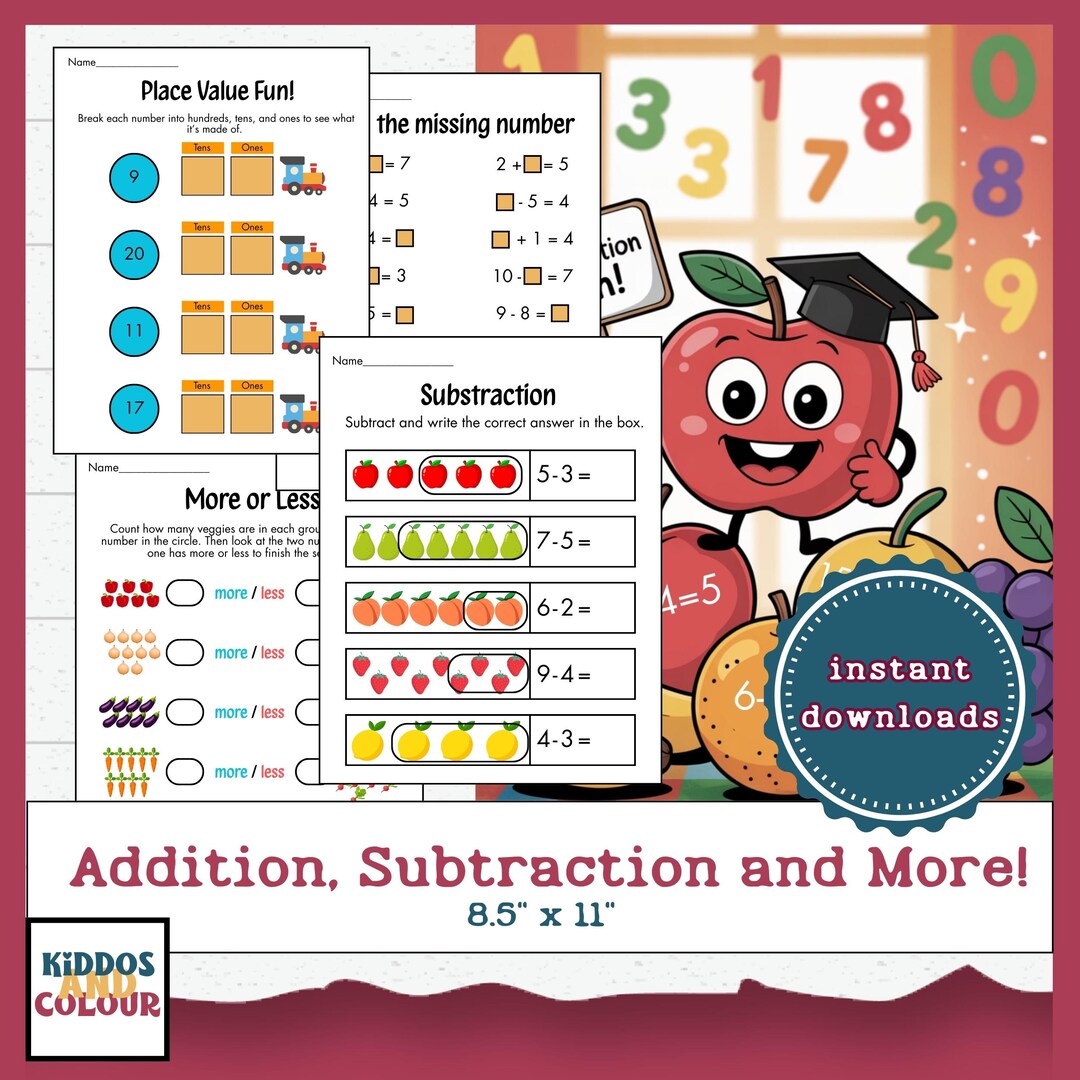 Math Worksheets for Kids | Addition, Subtraction, Place Value, Number ...