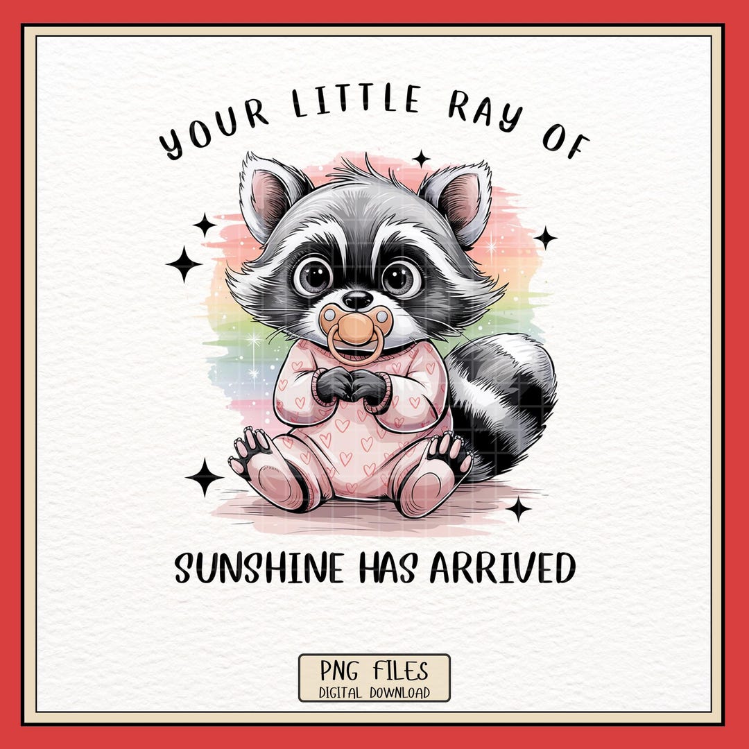 Baby Raccoon With Pacifier PNG – Cute Hand-drawn Animal Clipart – Your ...