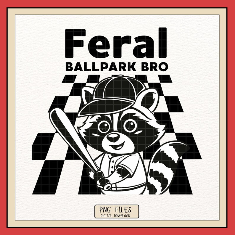 Feral Ballpark Bro Raccoon PNG, Funny Baseball Animal Clipart, Sporty ...