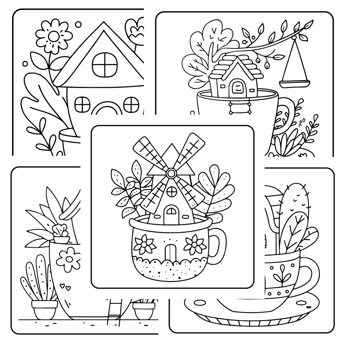 10 Pages – Miniature Garden Coloring Book – Printable for Relaxation (8 ...