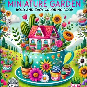 60 Pages – Miniature Garden Coloring Book – Printable for Relaxation (8 ...