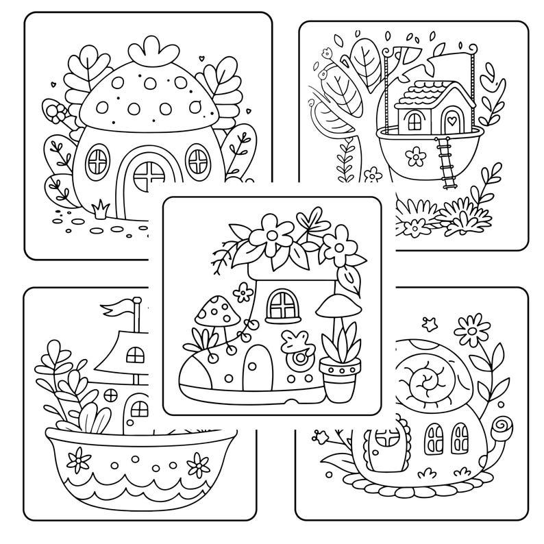 10 Pages – Miniature Garden Coloring Book – Printable for Relaxation (8 ...