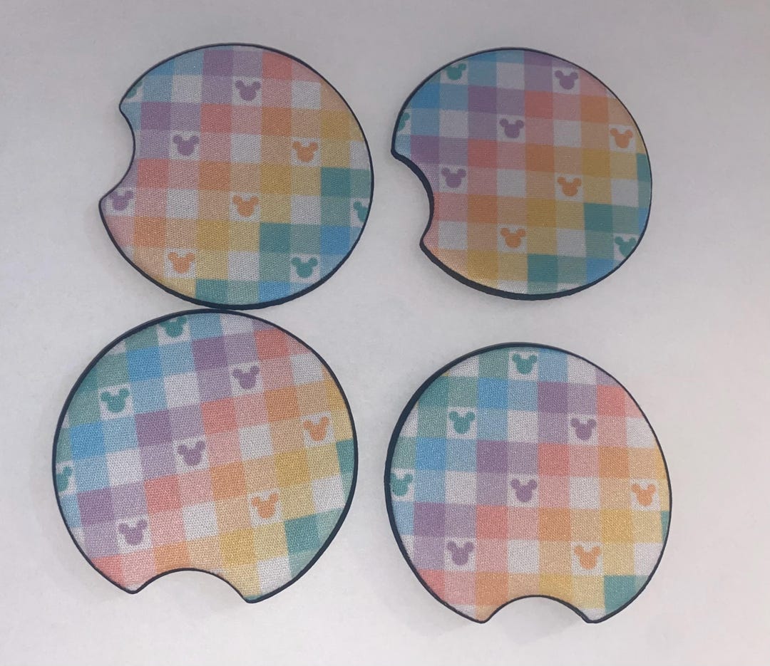 Mickey Gingham Car Coaster | Sublimation | Neoprene | Car Accessory ...