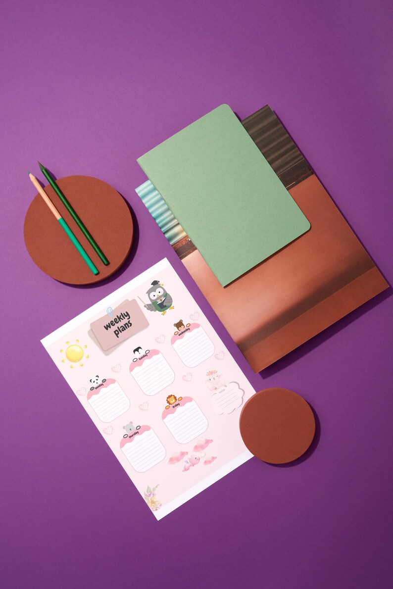 Printable Weekly Schedule | Pastel Animal Theme | Kids & Adults Planner ...