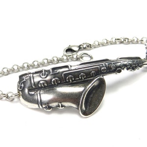 Saxophone Bracelet, Sterling Silver Finish or Antiqued Brass Finish - Etsy