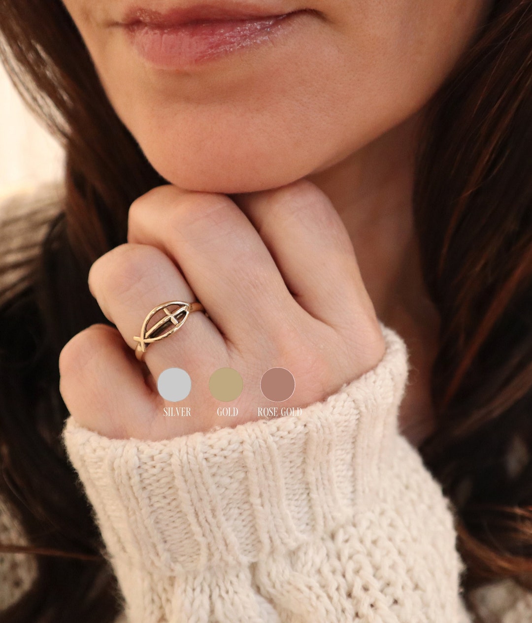 Ichthus Ring, Christian Ring, Ichthys, Fish Cross Ring, Silver, Gold ...