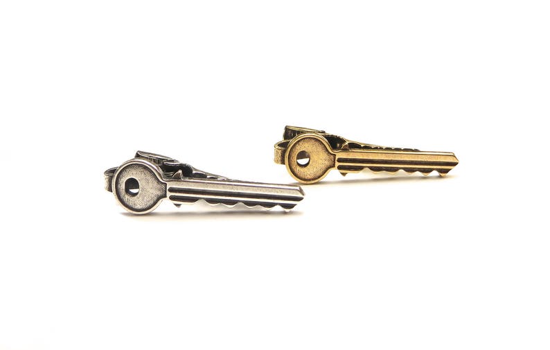 Key Tie Bar Key Tie Clip Key Tie Pin Sterling Silver Ox - Etsy