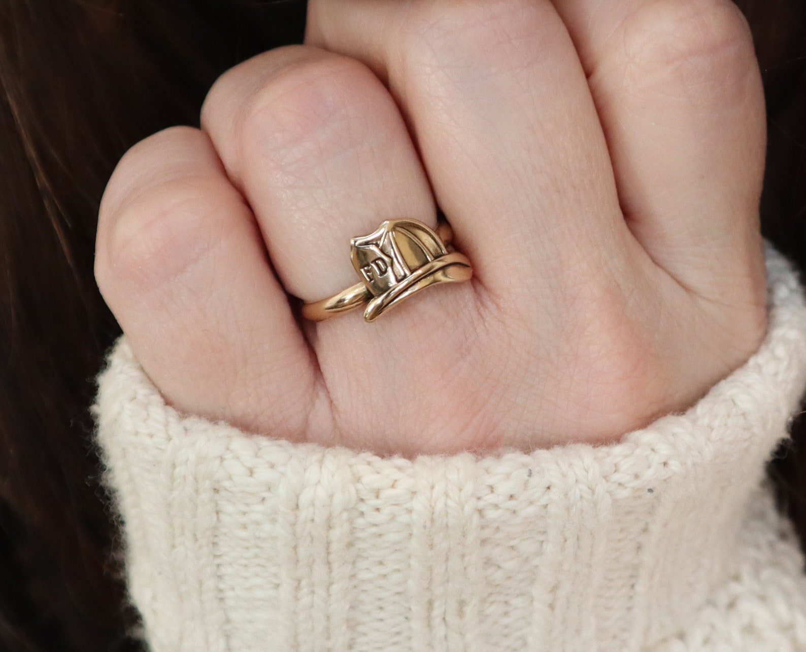 Firefighter Ring Fireman Helmet Ring Statement Ring - Etsy