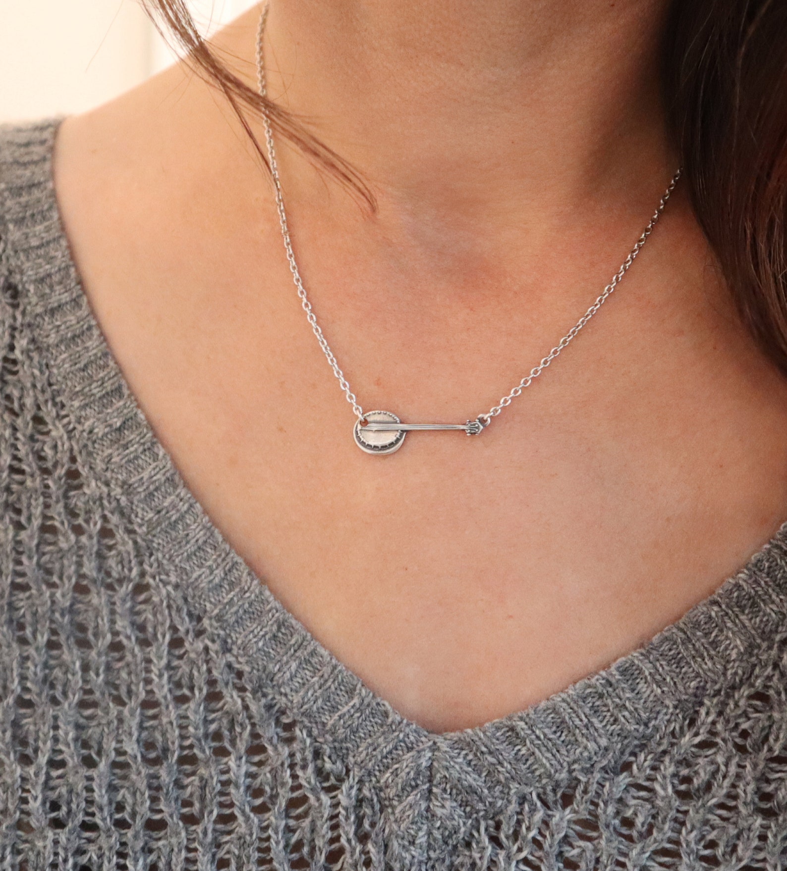 Small Banjo Necklace Banjo Jewelry Music Necklace Banjo | Etsy