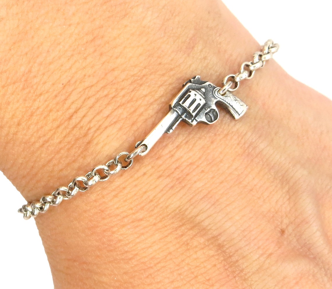 Small Revolver Bracelet Small Gun Bracelet Unisex Gun - Etsy