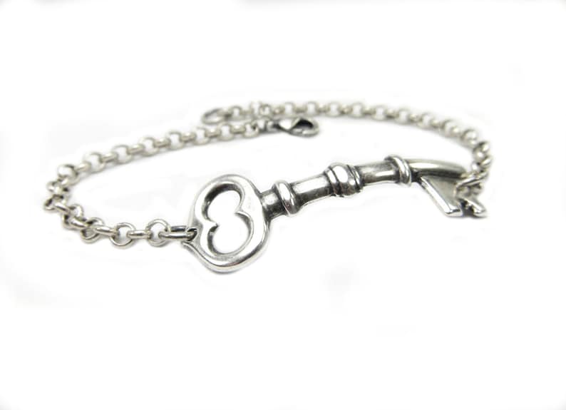Key Bracelet Medium Key Sterling Silver Finish - Etsy