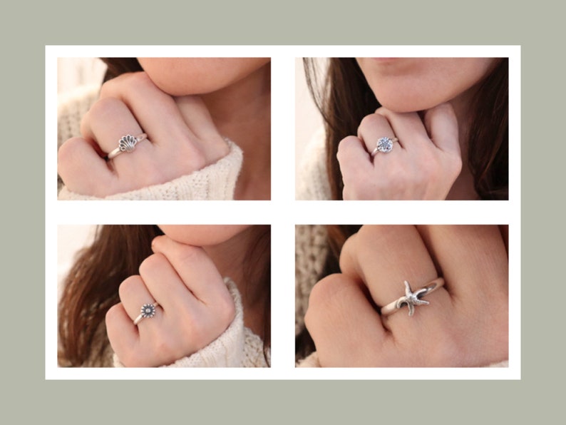Starfish Ring, Summer Stacking Ring, Sterling Silver Finish, 24K Gold ...