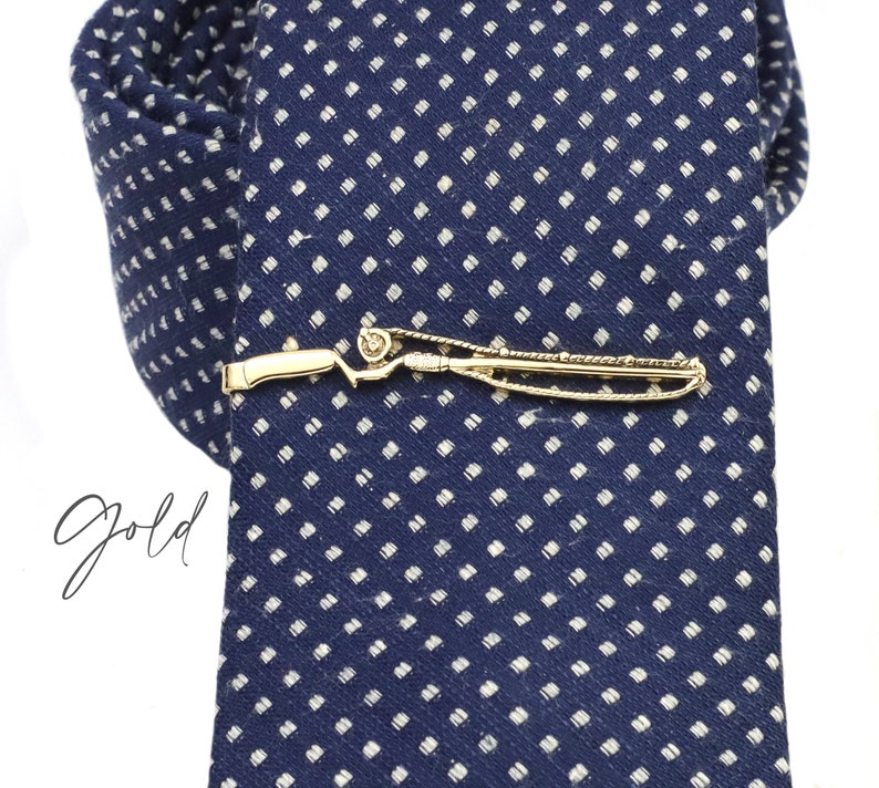 Fishing Rod Tie Bar, W/or W/out Fish Charm, Sterling Silver and Gold ...