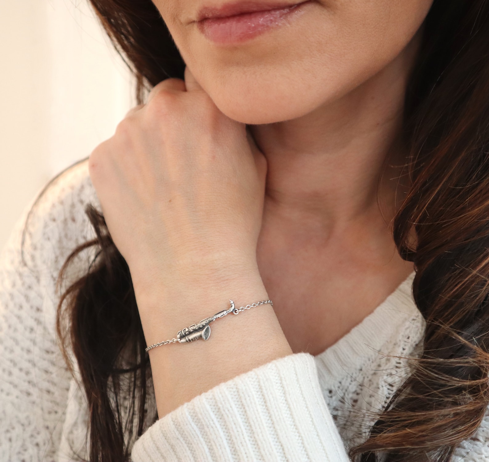 Small Saxophone Bracelet, Sterling Silver Finish - Etsy