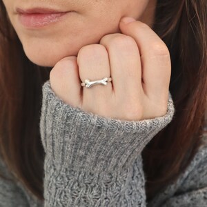 Dog Bone Ring, Sterling Silver, Gold, Rose Gold Finishes, Stacking Ring ...