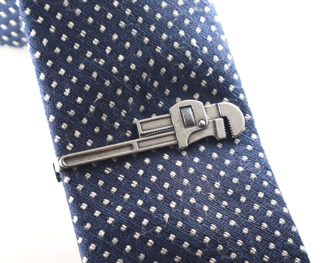 Pipe Wrench Tie Bar, Plumbers Wrench Tie Clip, Sterling Silver or ...