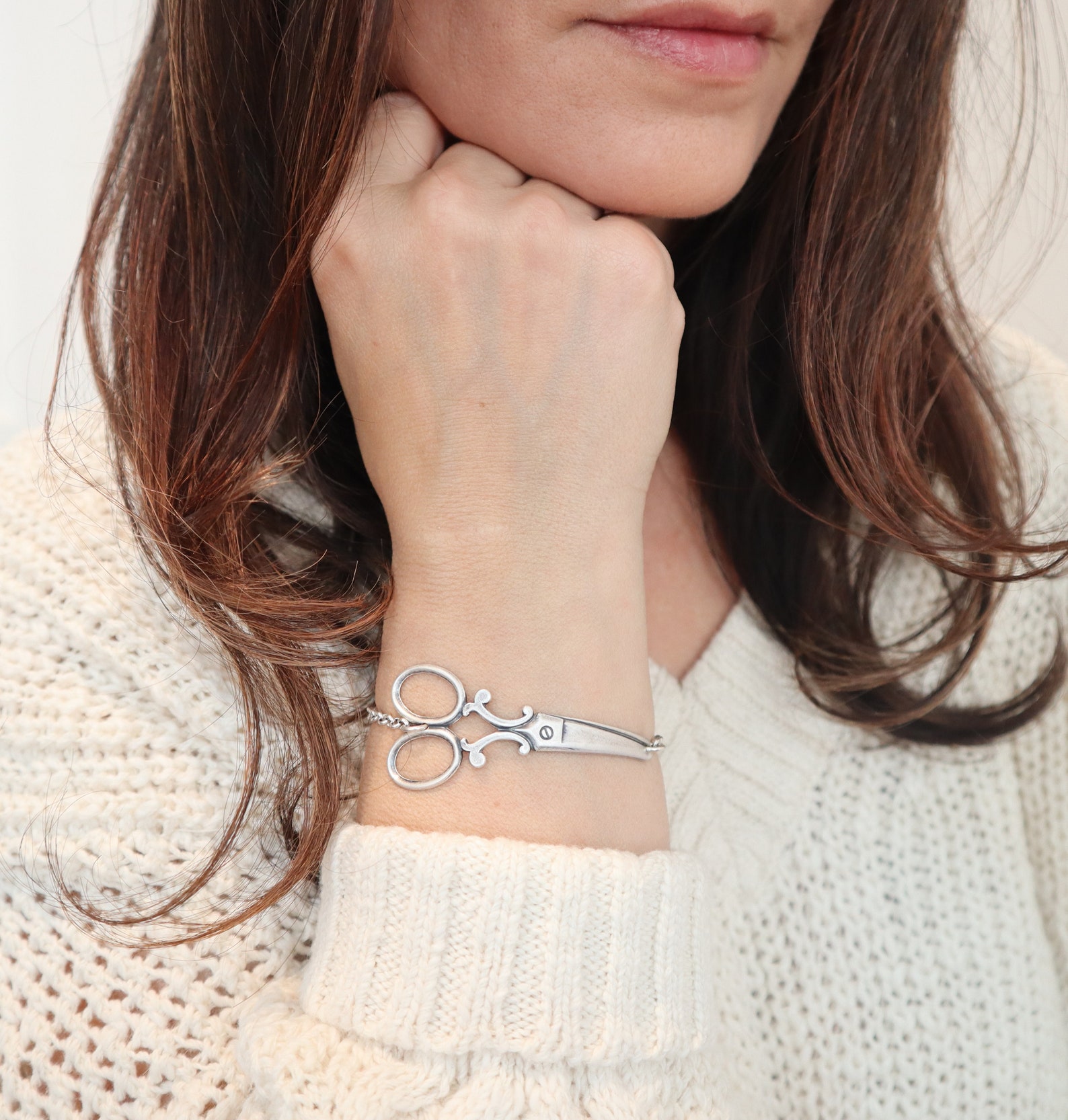 Large Scissor Bracelet, Sterling Silver Finish, Hairdresser Gift ...