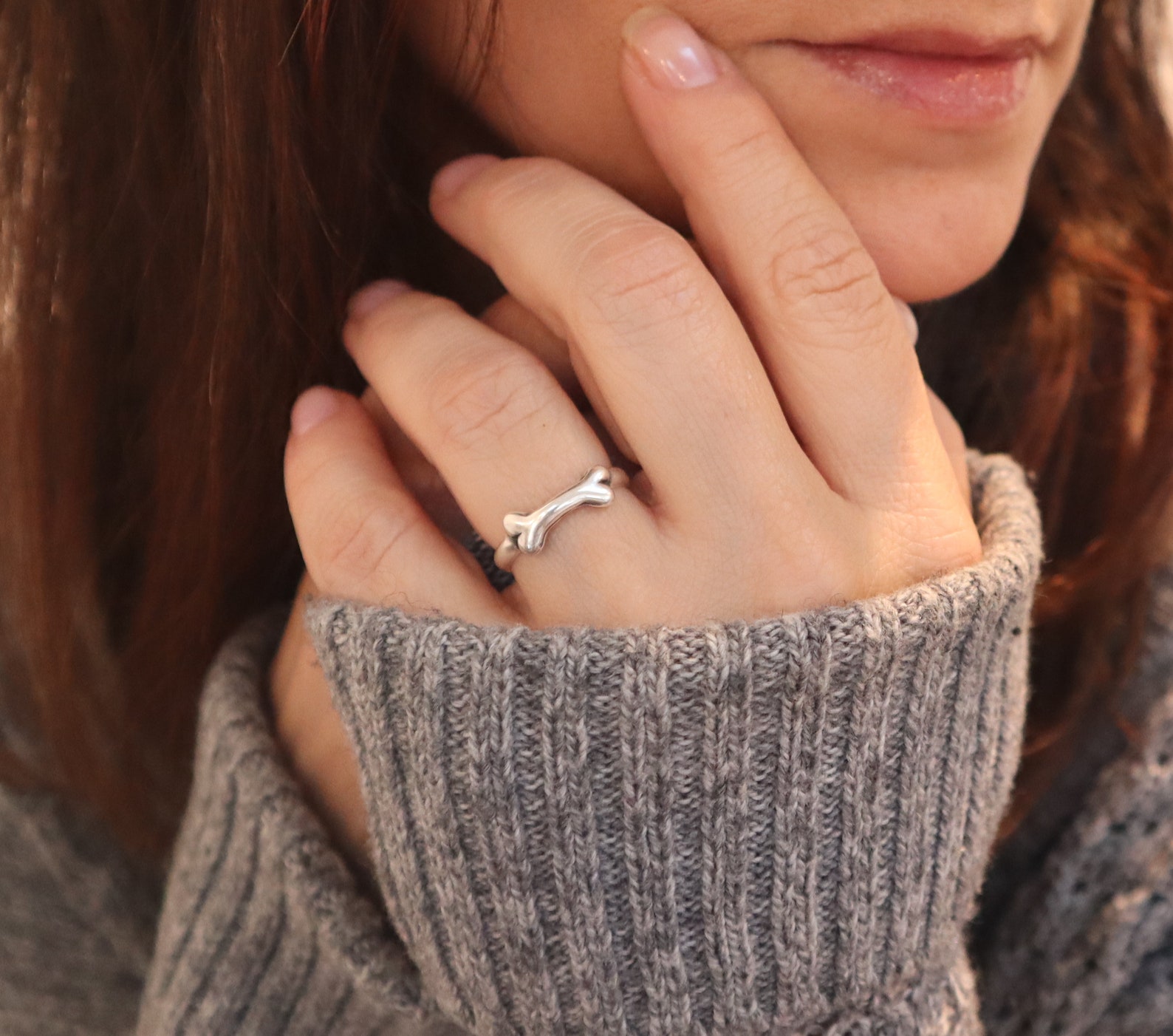 Dog Bone Ring Sterling Silver Gold Rose Gold Finishes | Etsy