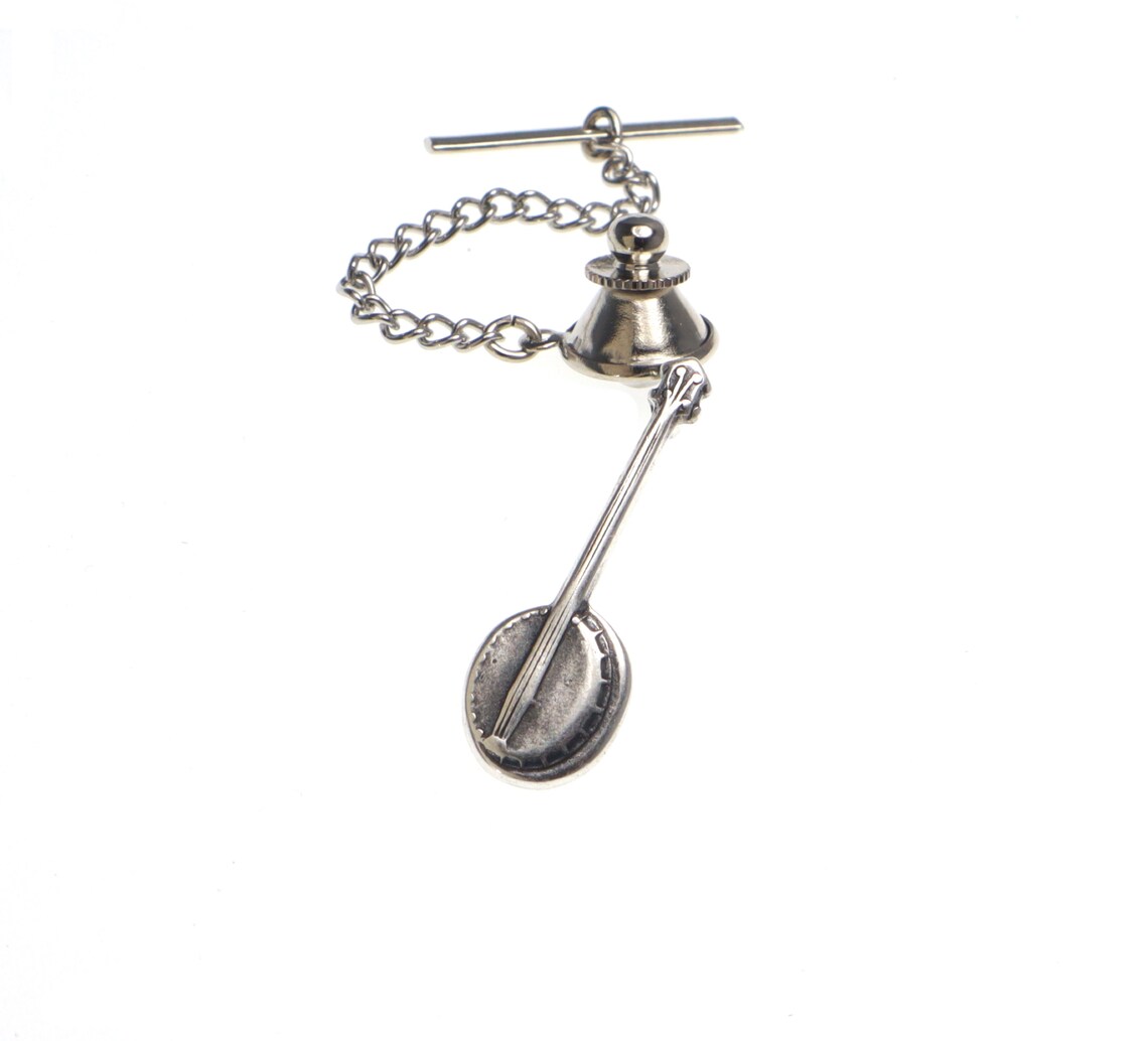 Banjo Pin Banjo Tie Tack Sterling Silver Ox Finish Banjo - Etsy