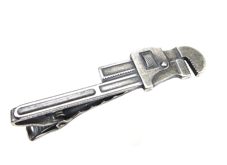 Pipe Wrench Tie Bar, Plumbers Wrench Tie Clip, Sterling Silver or ...