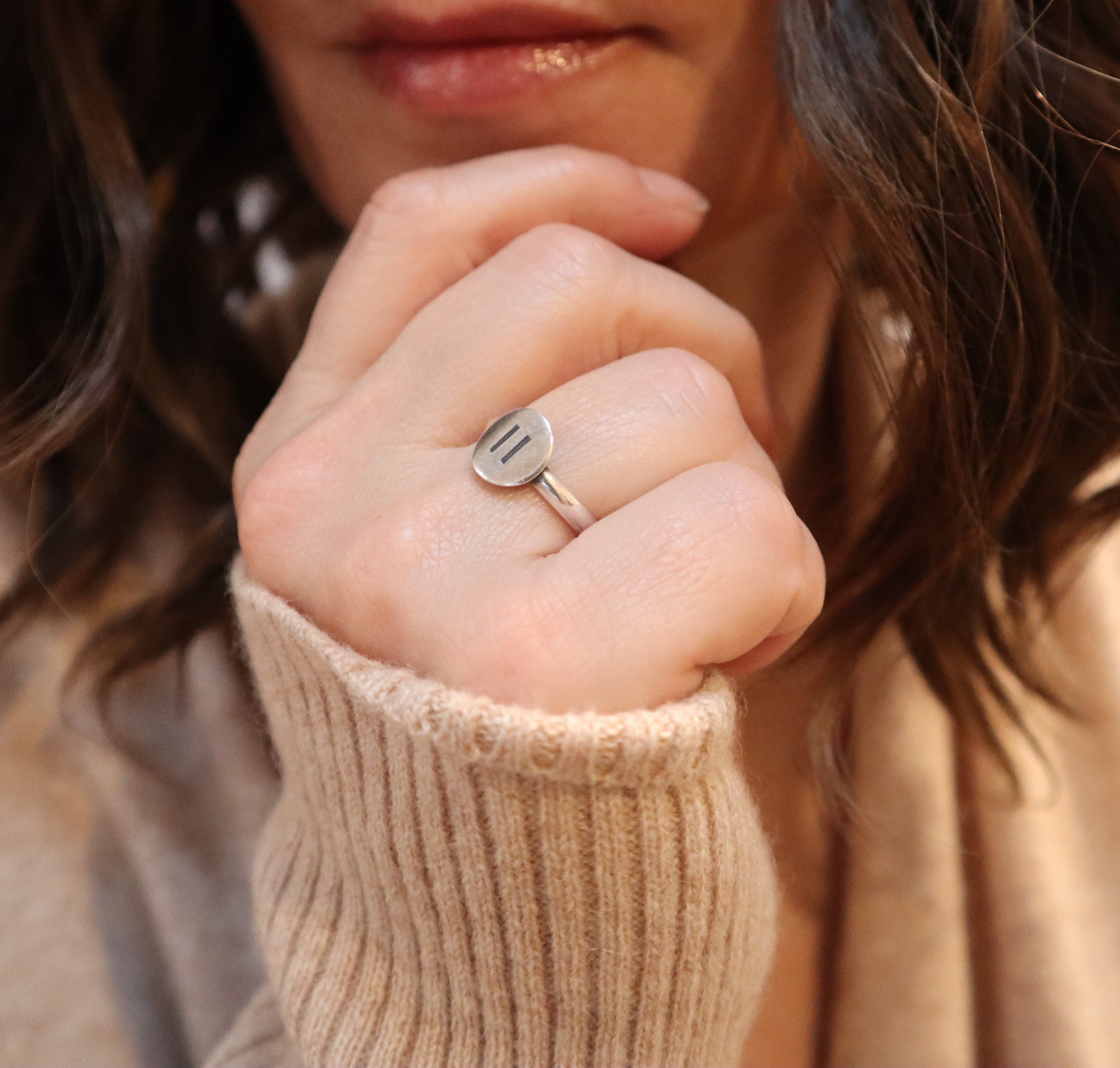 Pause Ring Pause Symbol Ring Silver Gold Rose Gold - Etsy